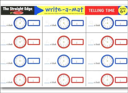 Telling Time Write-A-Mat – Grey Duck Games & Toys