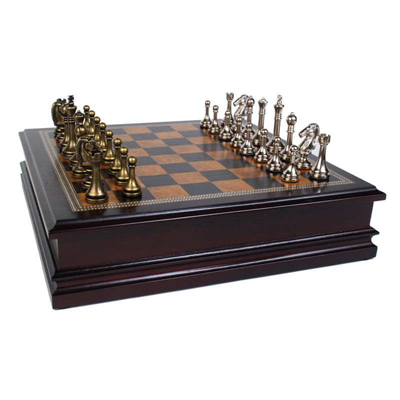 Metal Chessmen with Deluxe Wood Chess Board & Storage – Grey Duck Games ...